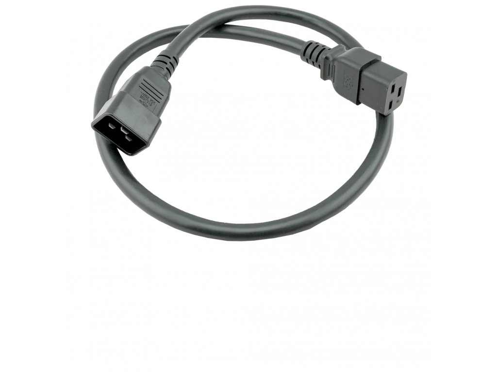 Cordon d'alimentation noir, C20/C19, 2m, conducteur 1.5mm²