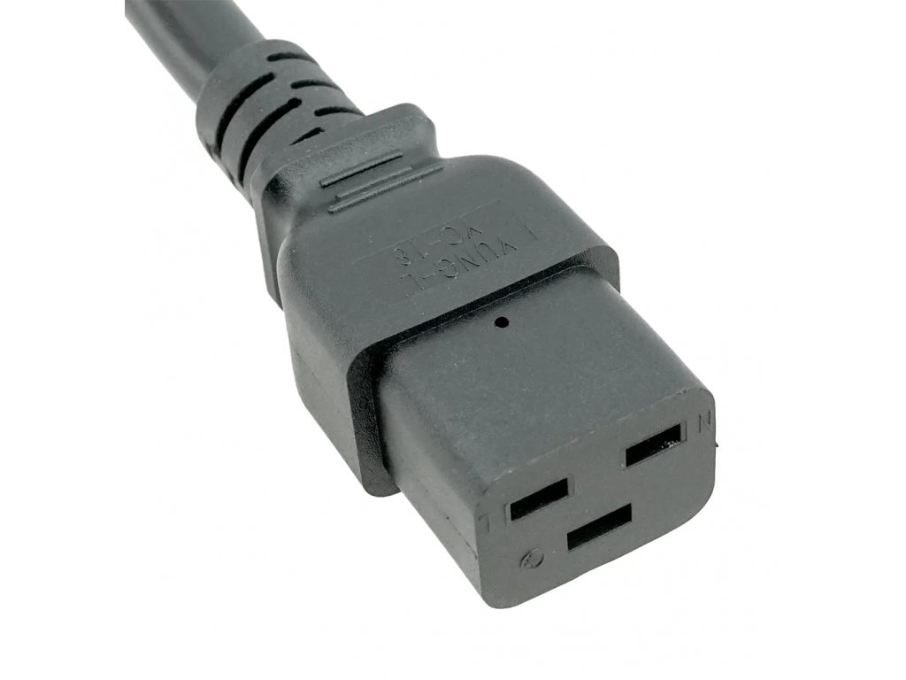 Cordon d'alimentation noir, C20/C19, 2m, conducteur 1.5mm²