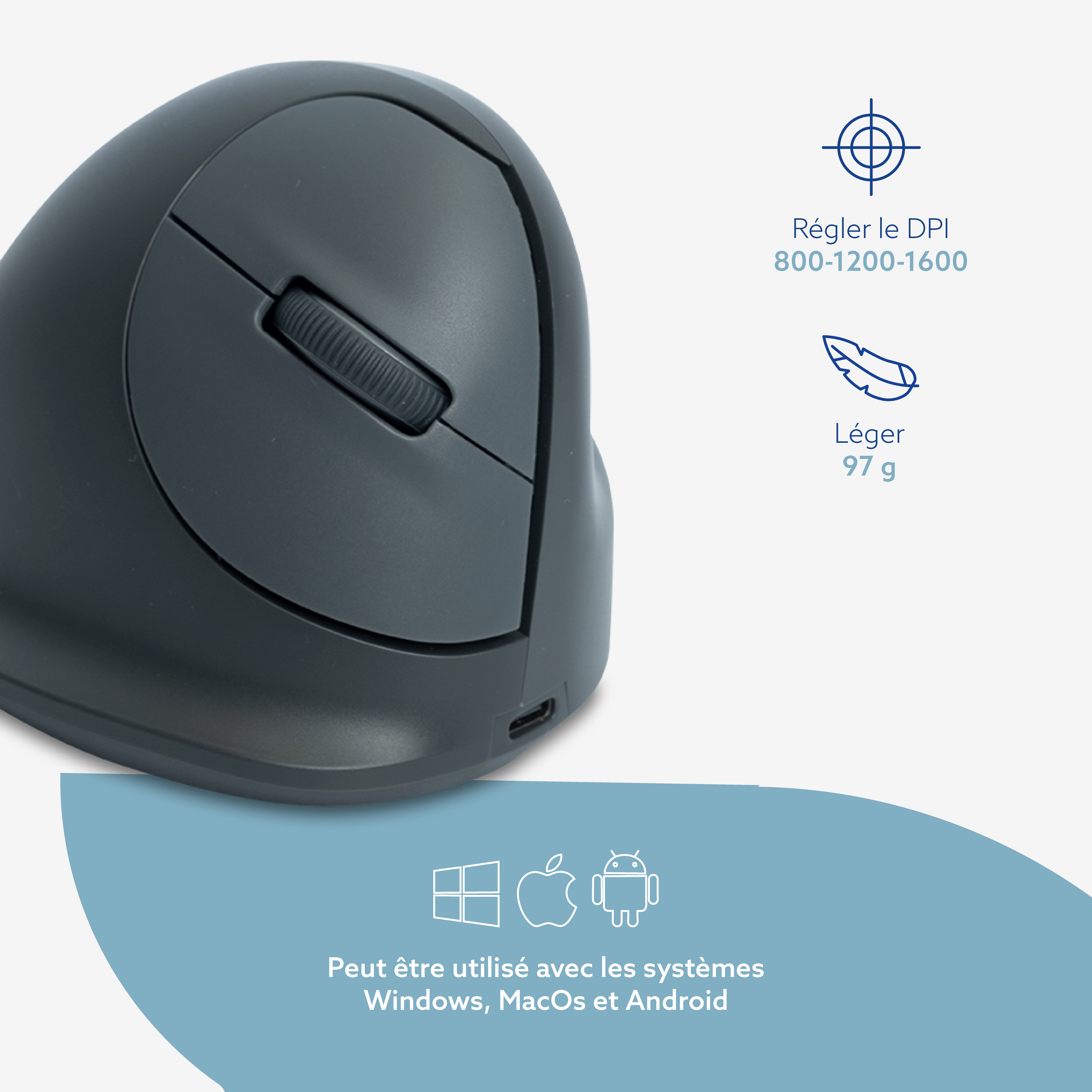 SOURIS VERTICALE R-Go HE BASIC, BLUETOOTH - R-GO TOOLS